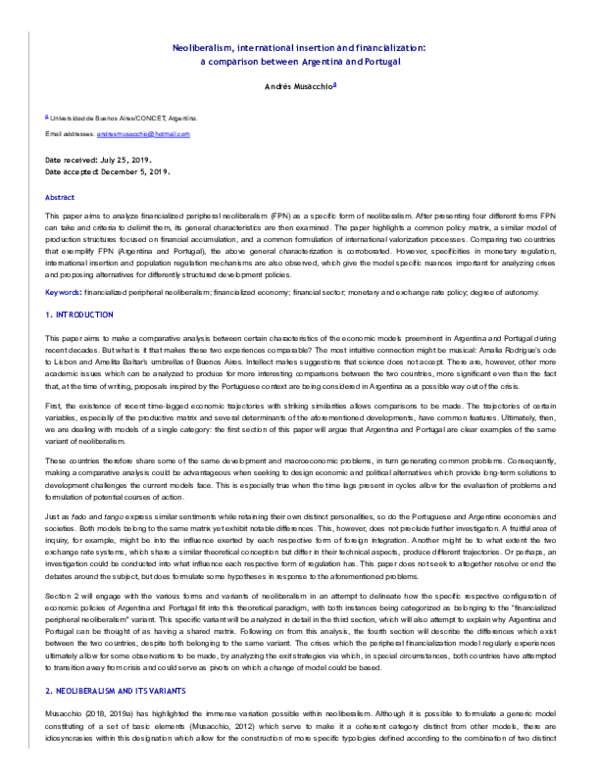 (PDF) Neoliberalism, international insertion and financialization: a ...