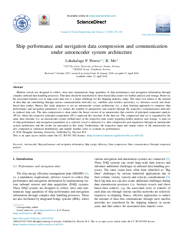Pdf Ship Performance And Navigation Data Compression And Communication Under Autoencoder