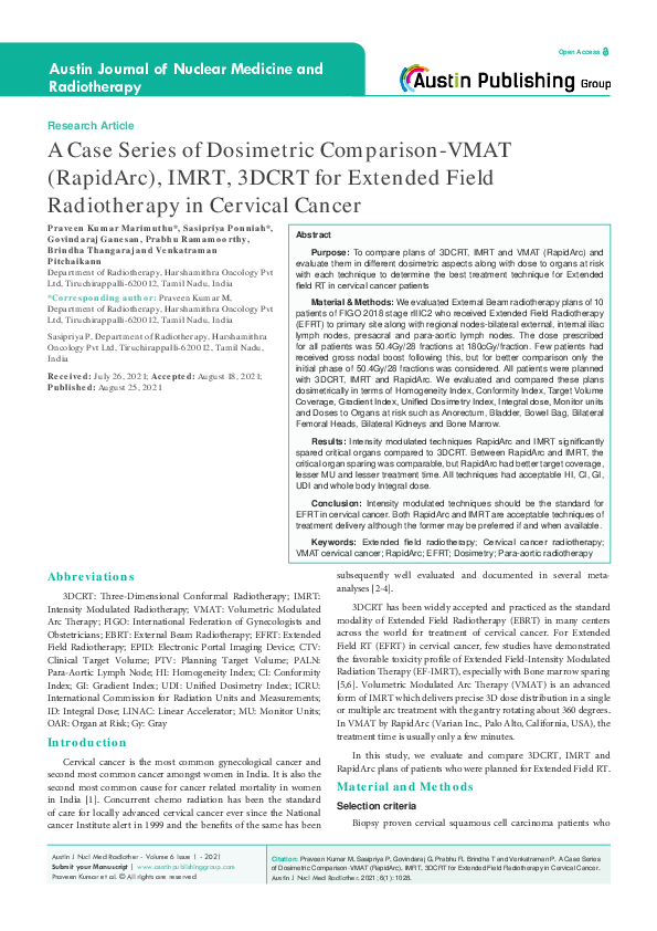 (PDF) A Case Series of Dosimetric Comparison-VMAT (RapidArc), IMRT, 3DCRT for Extended Field ...