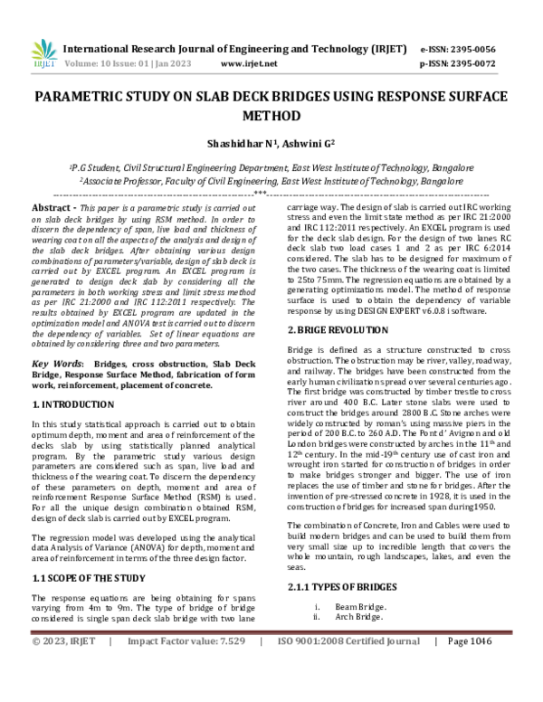 (PDF) PARAMETRIC STUDY ON SLAB DECK BRIDGES USING RESPONSE SURFACE METHOD