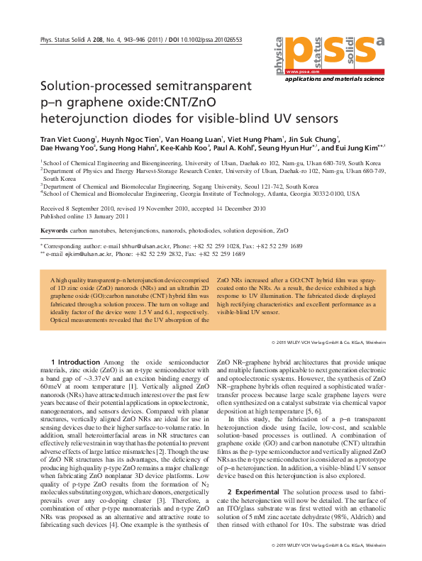 (PDF) Solution-processed semitransparent p-n graphene oxide:CNT/ZnO heterojunction diodes for ...