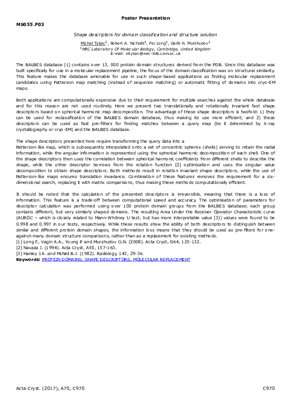 Pdf Shape Descriptors For Domain Classification And Structure Solution