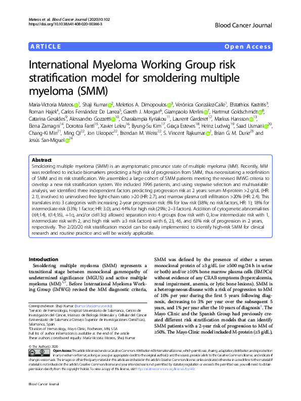 (PDF) International Myeloma Working Group risk stratification model for ...