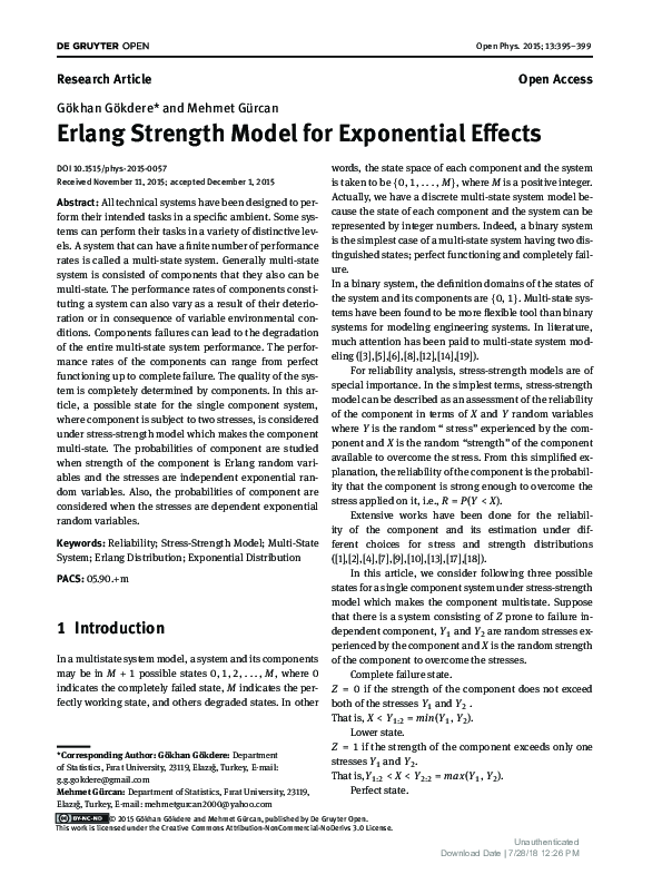(PDF) Erlang Strength Model for Exponential Effects
