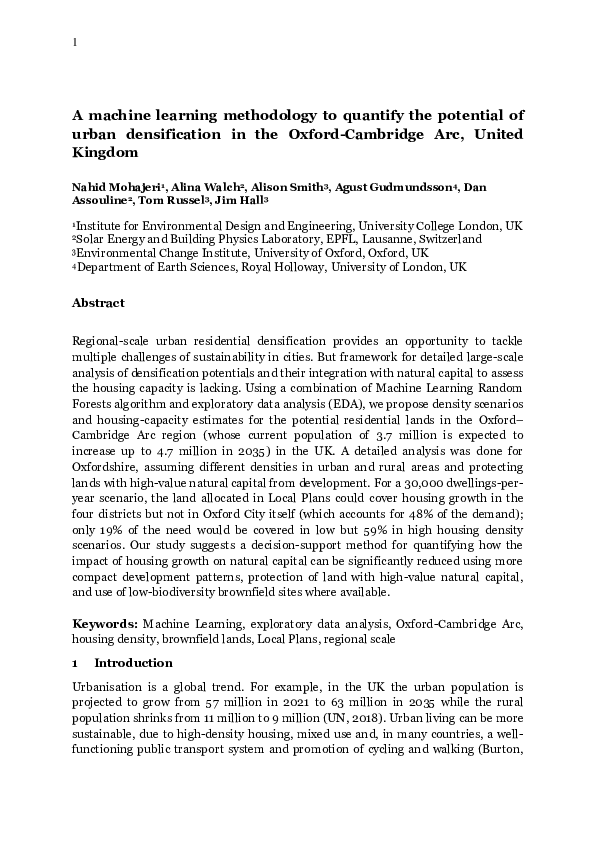 (PDF) A machine learning methodology to quantify the potential of urban densification in the ...