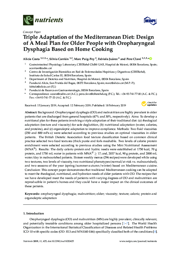 (PDF) Triple Adaptation of the Mediterranean Diet: Design of A Meal ...