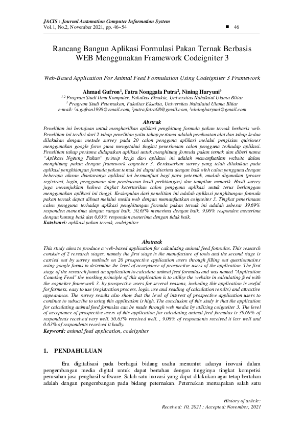 (PDF) Rancang Bangun Aplikasi Formulasi Pakan Ternak Berbasis WEB Menggunakan Framework ...