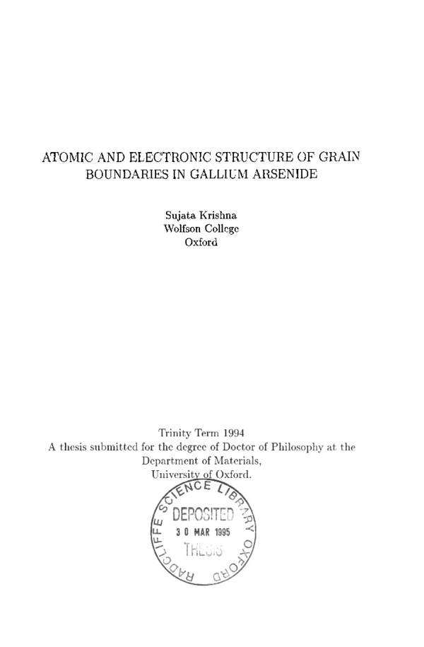 Pdf Atomic And Electronic Structure Of Grain Boundaries In Gallium