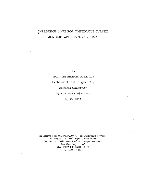 (PDF) Influence Lines for Continuous Curved Members1with Lateral Loads