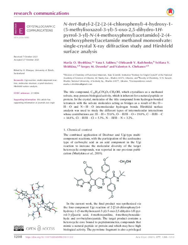 (PDF) methoxyphenyl)acetamide methanol monosolvate: single-crystal X ...
