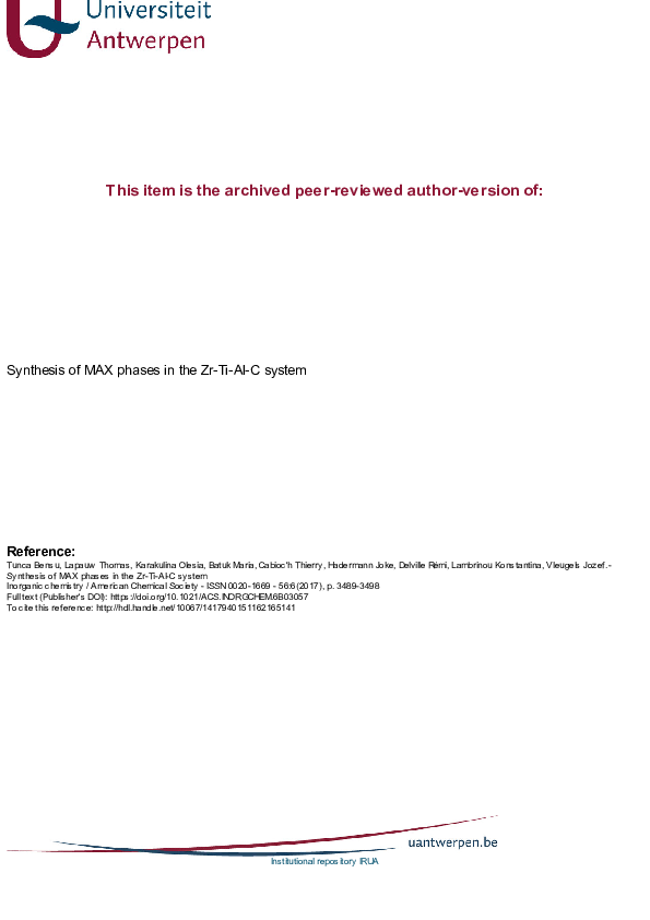 (PDF) Synthesis of MAX Phases in the Zr-Ti-Al-C System