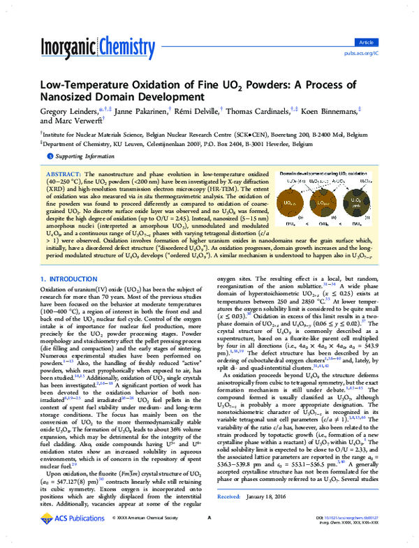 (PDF) Low-Temperature Oxidation of Fine UO2 Powders: A Process of ...