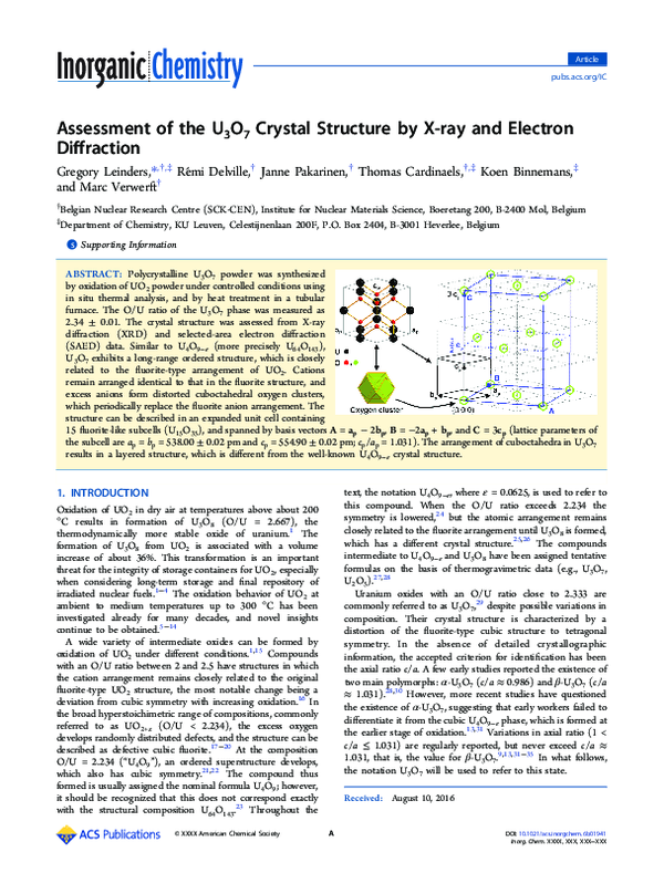 (PDF) Assessment of the U3O7 Crystal Structure by X-ray and Electron Diffraction