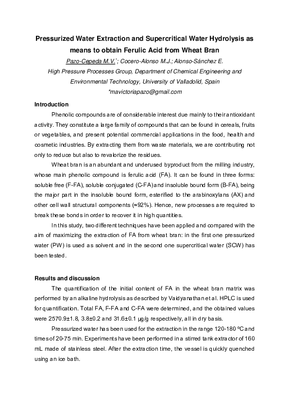 (PDF) Pressurized Water Extraction and Supercritical Water Hydrolysis ...