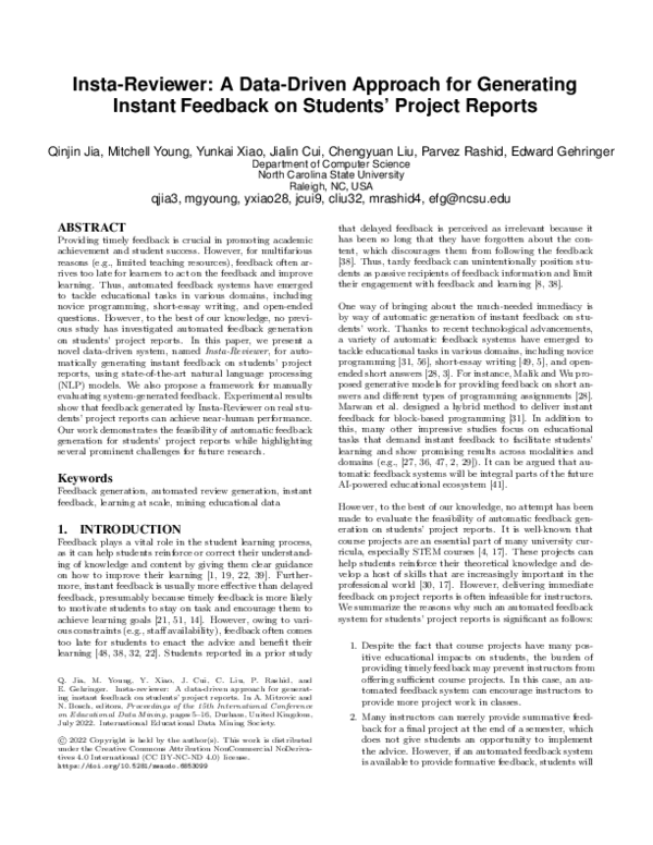 (PDF) Insta-Reviewer: A Data-Driven Approach for Generating Instant ...