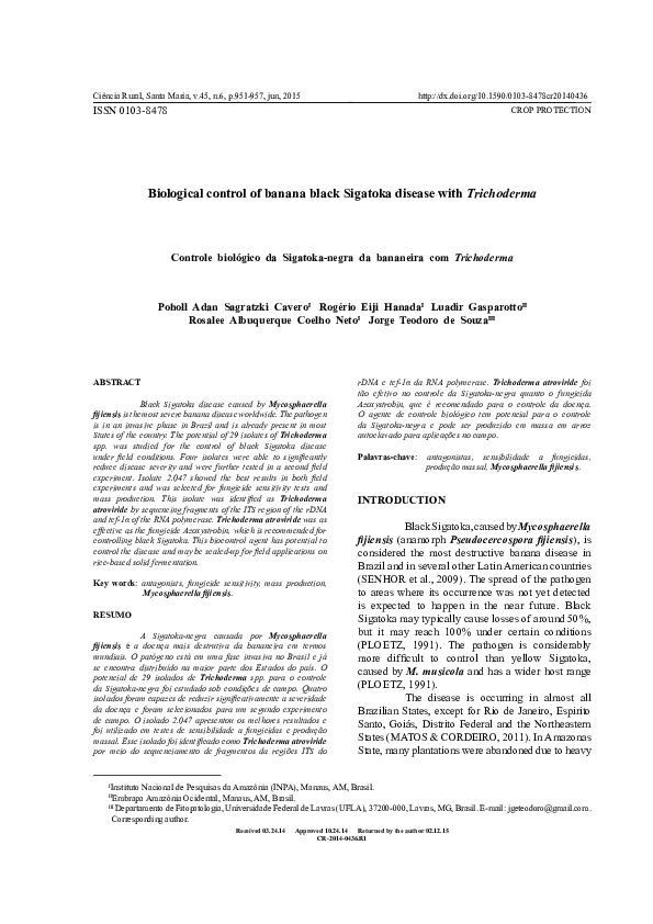 (PDF) Biological control of banana black Sigatoka disease with Trichoderma | JORGE TEODORO DE ...
