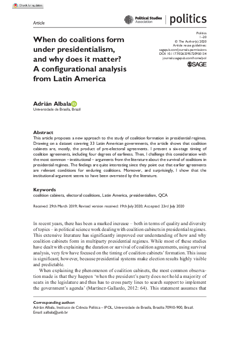 (PDF) When do coalitions form under presidentialism, and why does it ...