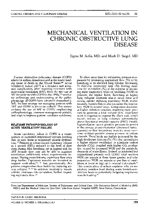 (PDF) Mechanical Ventilation in Chronic Obstructive Lung Disease