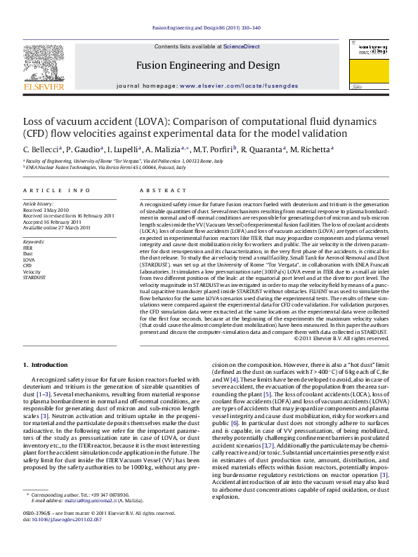 (PDF) Loss of vacuum accident (LOVA): Comparison of computational fluid dynamics (CFD) flow ...