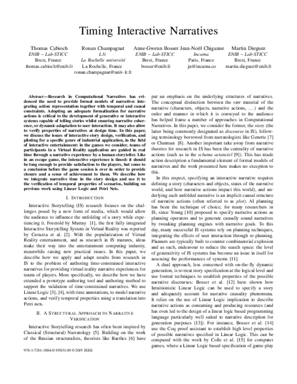 (PDF) Timing Interactive Narratives