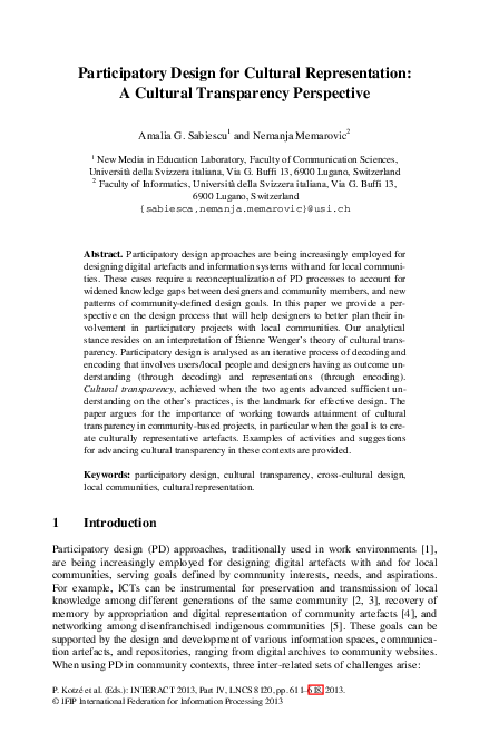 (PDF) Participatory Design for Cultural Representation: A Cultural ...