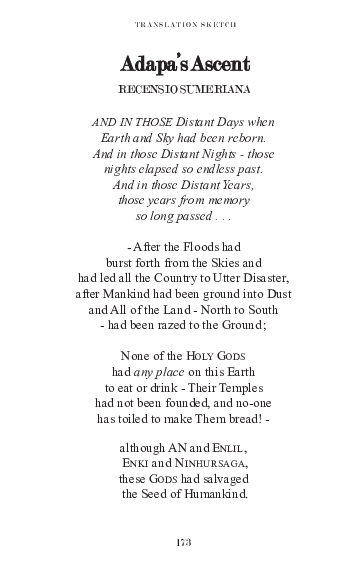 (PDF) ADAPA's ASCENT: Recensio Sumeriana - Translation Sketch of a ...