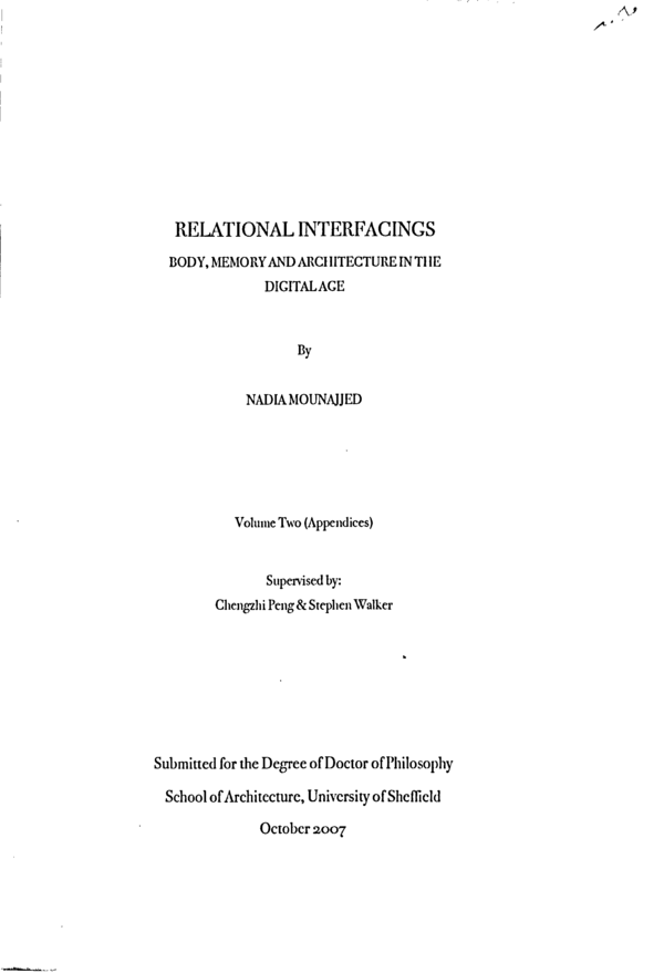 (PDF) Relational interfacings : body, memory and architecture in the ...