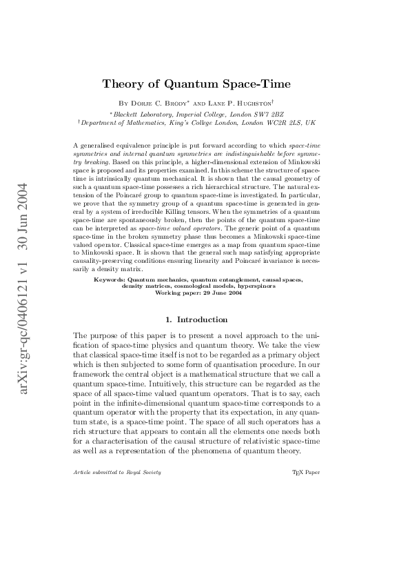 (PDF) Theory of quantum space-time