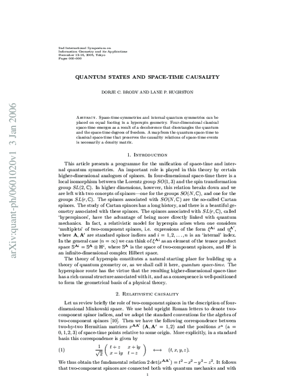 (PDF) Quantum states and space-time causality