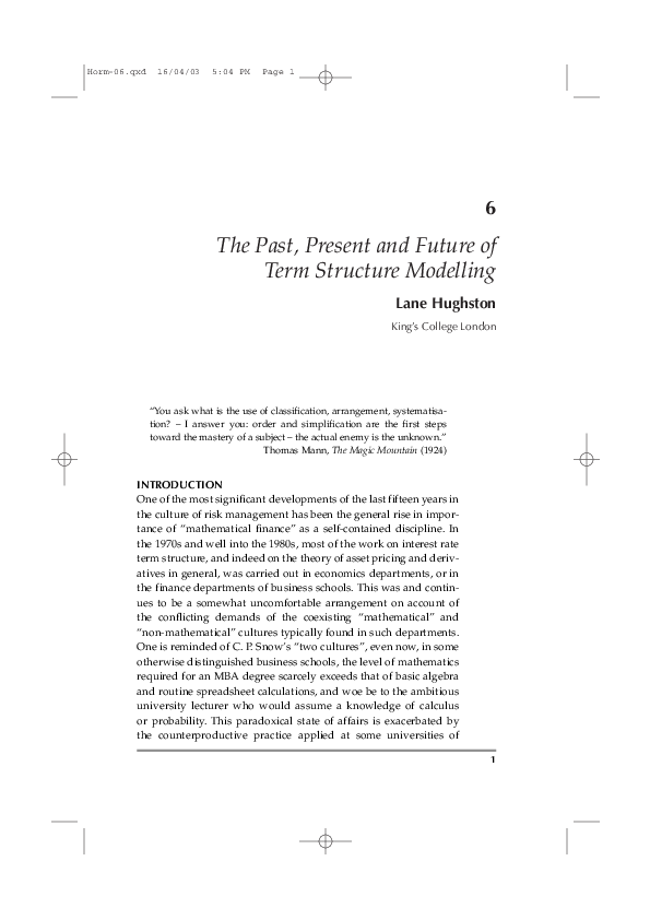 (PDF) 6The Past, Present and Future of Term Structure Modelling