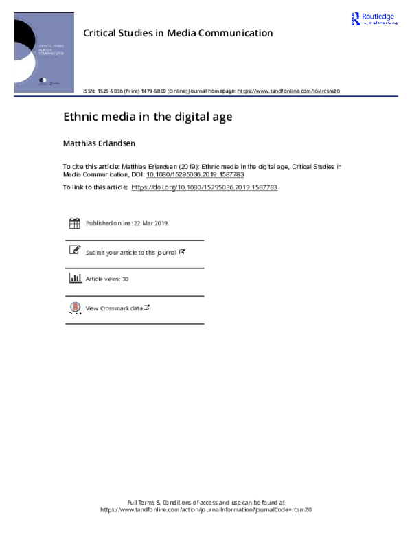 (PDF) Ethnic Media in the Digital Age