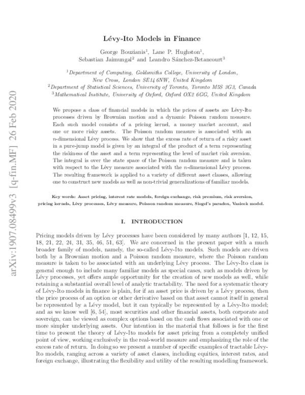 (PDF) Lévy-Ito models in finance