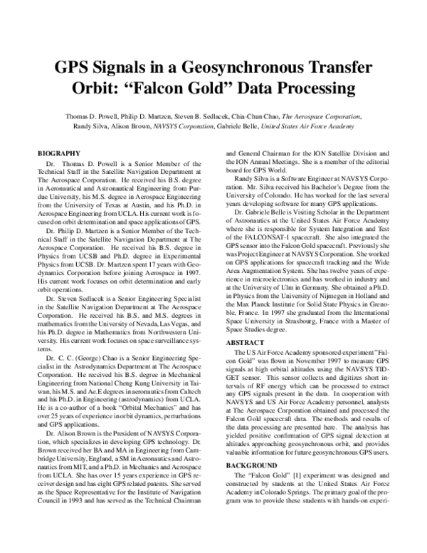 (PDF) in the Satellite Navigation Department at The Aerospace