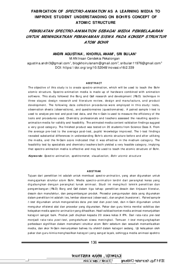 (PDF) Fabrication of Spectro-Animation as a Learning Media to Improve Student Understanding on ...
