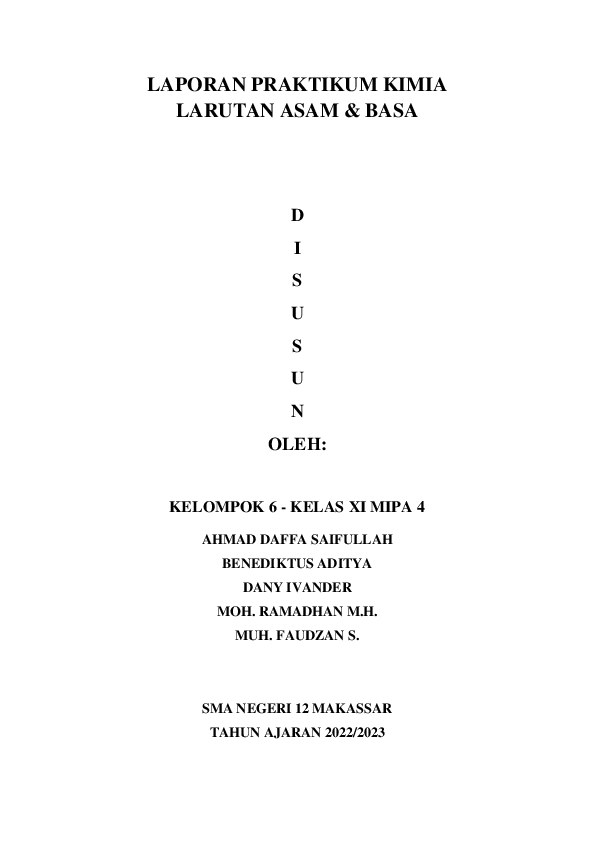 (PDF) LAPORAN PRAKTIKUM KIMIA LARUTAN ASAM & BASA
