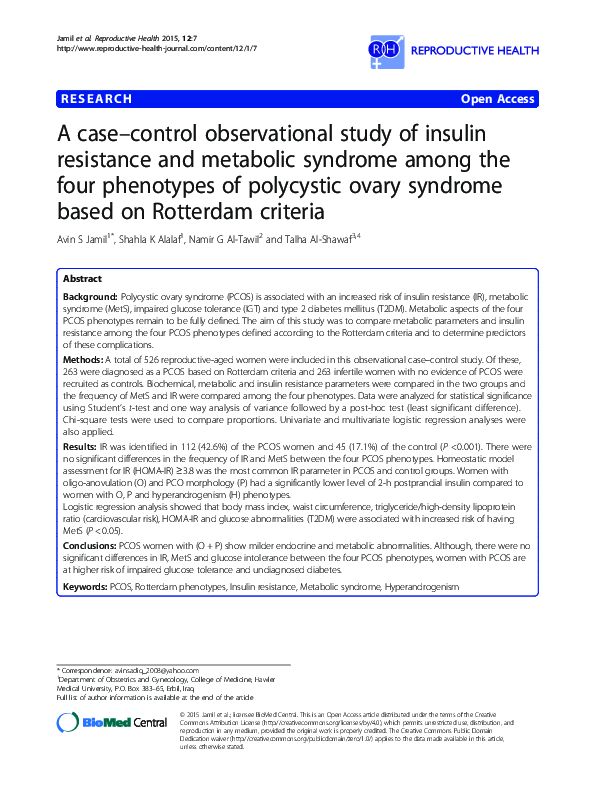 (PDF) A case-control observational study of insulin resistance and ...