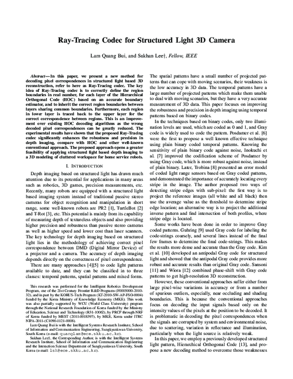 (PDF) Ray-tracing codec for structured light 3D camera