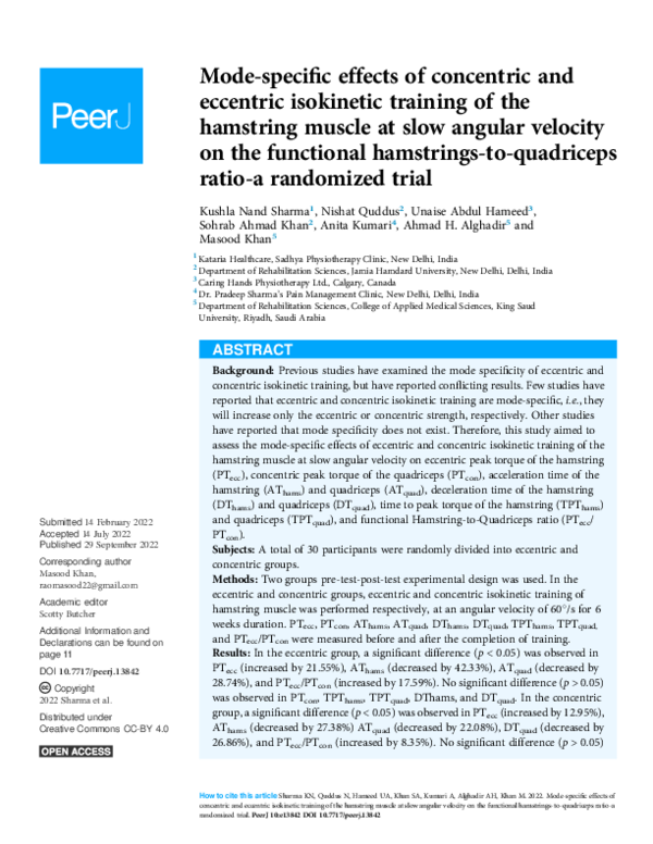 (PDF) Effects of Isokinetic Training on Hamstrings