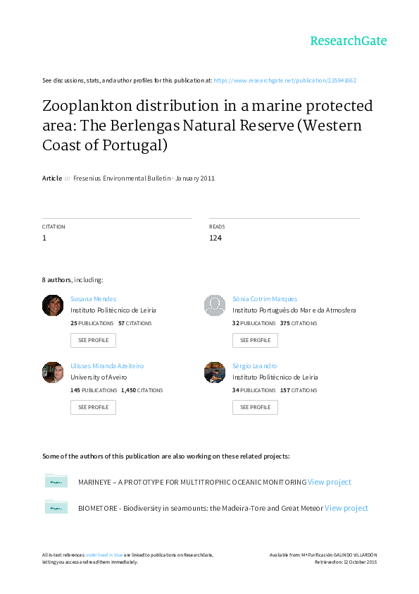 (PDF) Zooplankton Distribution in a Marine Protected Area: The ...
