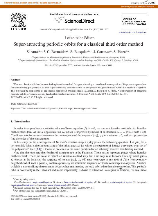 (PDF) Super-attracting periodic orbits for a classical third order method