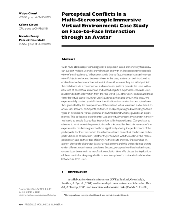 (PDF) Perceptual Conflicts in a Multi-Stereoscopic Immersive Virtual ...