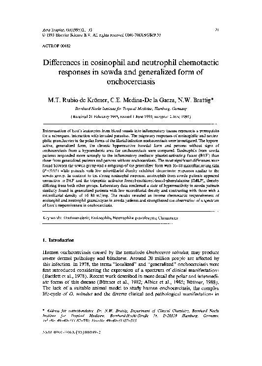 (PDF) Differences in eosinophil and neutrophil chemotactic responses in ...