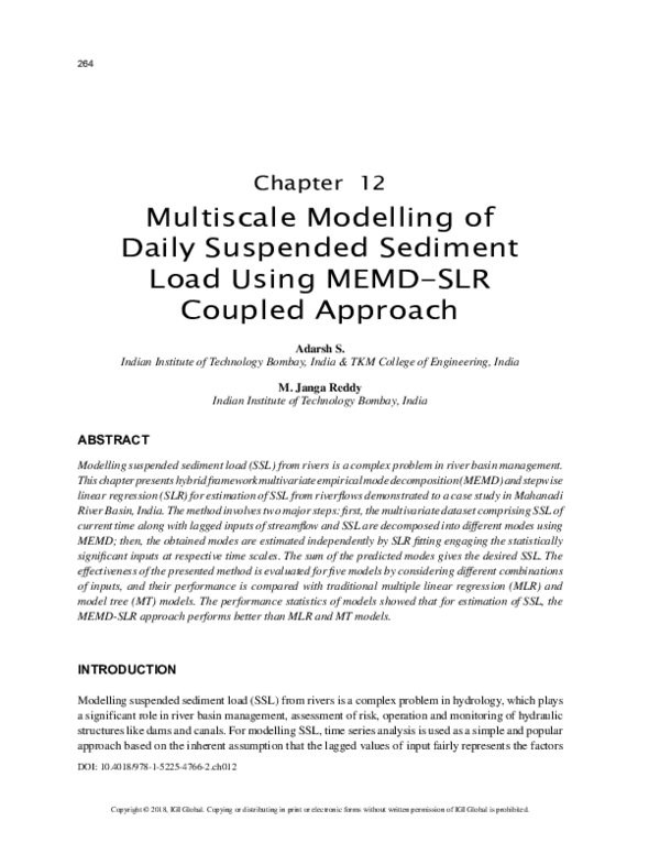 (PDF) Multiscale Modelling of Daily Suspended Sediment Load Using MEMD ...