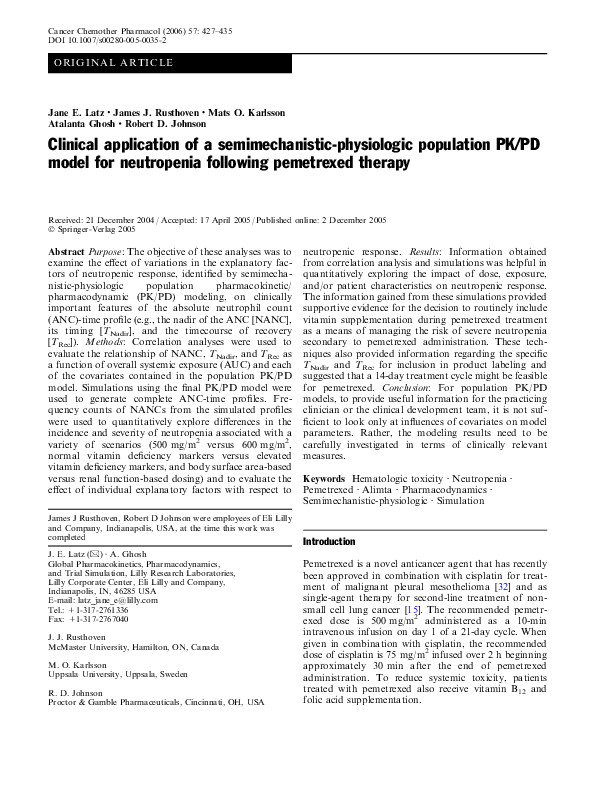 (PDF) Clinical application of a semimechanistic-physiologic population ...