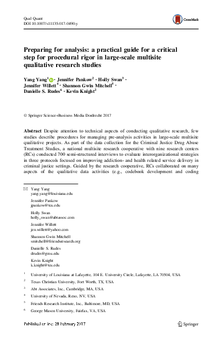 (PDF) Preparing for analysis: a practical guide for a critical step for ...