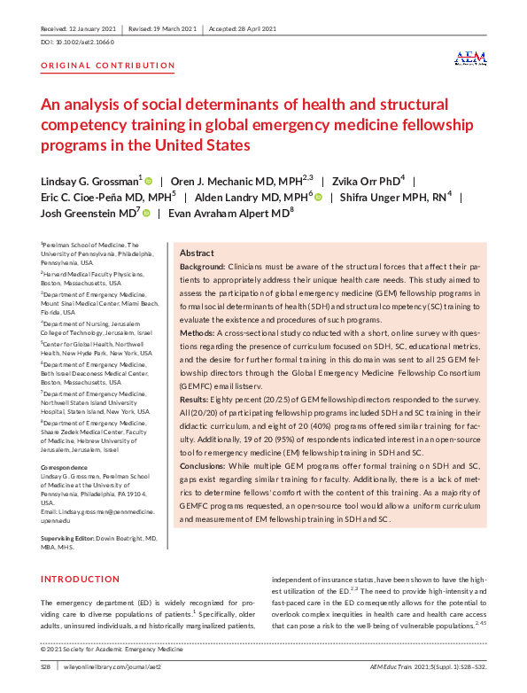 (PDF) An analysis of social determinants of health and structural competency training in global ...