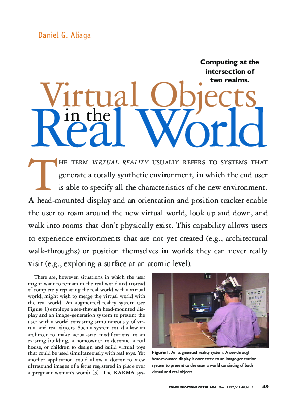 (PDF) Real-World Integration of Virtual Objects