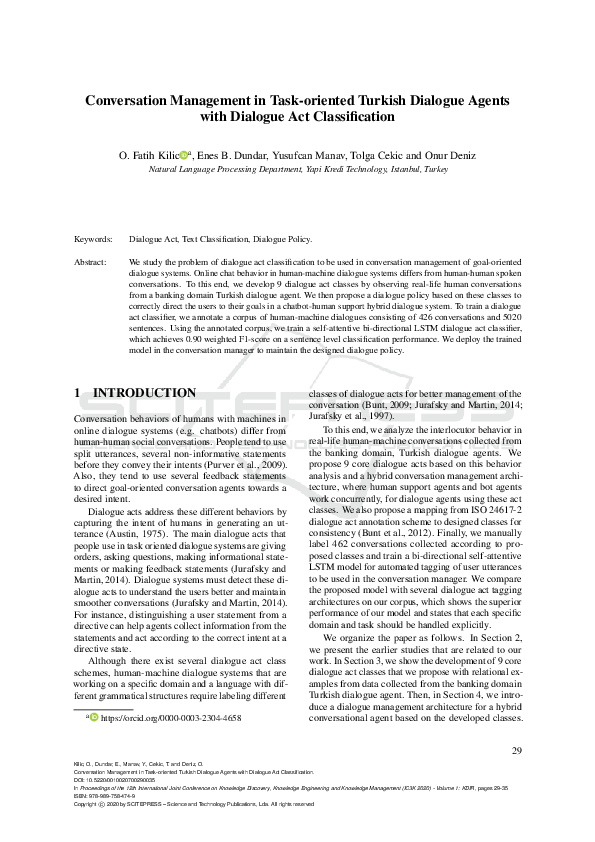 (PDF) Conversation Management in Task-oriented Turkish Dialogue Agents with Dialogue Act ...