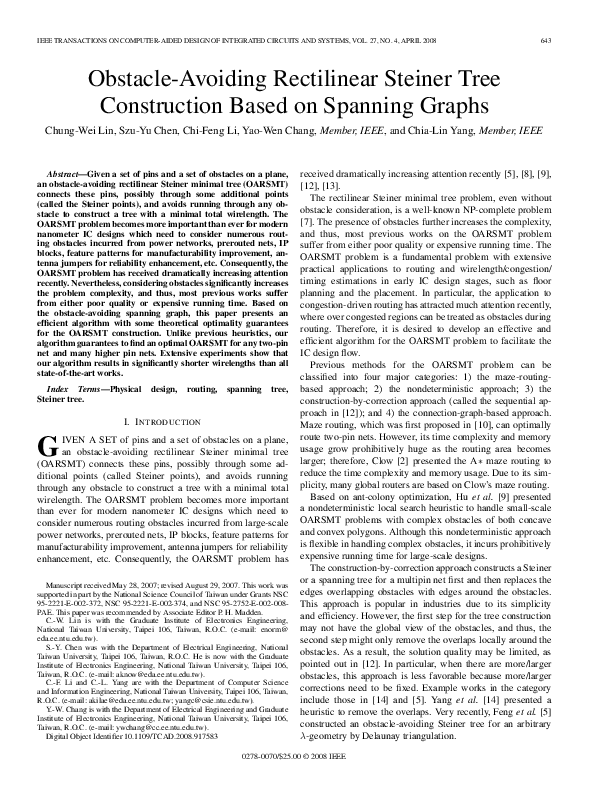 (PDF) Efficient OARSMT Construction with Spanning Graphs