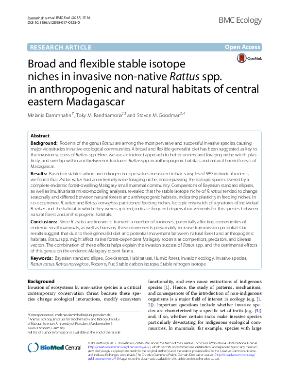 (PDF) Broad and flexible stable isotope niches in invasive non-native ...